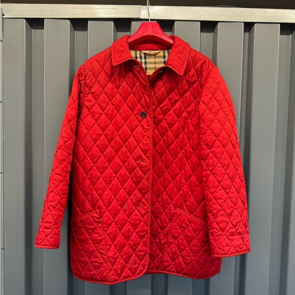 Burberry | Jackets & Coats | Burberry Red Quilted Puffer Jacket | Poshmark